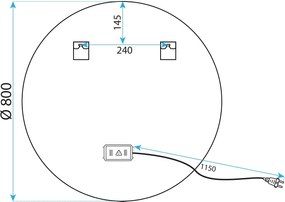 Tutumi Rea, LED zrcadlo 80cm s černým rámem MMJ P11397, HOM-05514