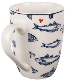 Porcelánový hrnek se vzorem modrých rybiček se srdíčky Sun Sea and Fish – 350 ml
