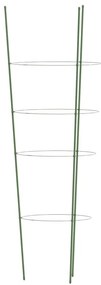 Opory pro zahradní rostliny se 4 kroužky 5 ks zelené 90 cm ocel