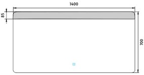 Nimco LED zrcadlo 1400x700 s dotykovým senzorem - ZP 23008V