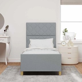 Rám postele s čelo Světle šedá 90 x 190 cm textil 3344767