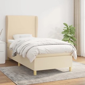 vidaXL Box spring postel s matrací 90x200 cm textil [3128337] Barva: krémová