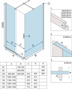 Rea Montana, sprchová kabina s posuvnými dveřmi 120x80cm, 6mm čiré sklo, zlatý matný profil, KPL-K2512