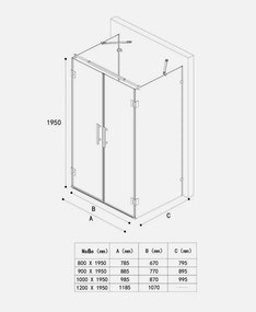 design sprchový kout RAVENA 40 - U-FORM 90-120cm