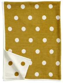 Bavlněná deka chenille Dots mustard 140x180, Klippan Švédsko Hořčicová