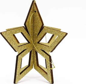 Vánoční ozdoba zlatá hvězda, 3D, 15 cm