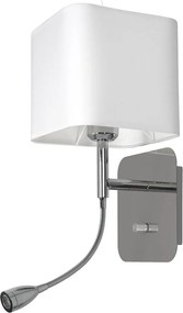 Nástěnné svítidlo Napoli, 1x bílé textilní stínítko + 1xLED 1w, ch
