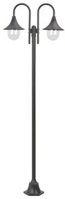 Zahradní sloupová lampa 2 ramena E27 220 cm hliník bronzová - Default Title