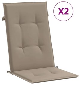 vidaXL Podušky na židli vysoké opěradlo 2 ks taupe 120x50x3 cm textil
