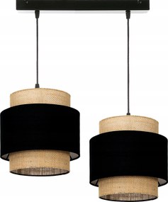 Závěsná lampa Boho Juta Rattan 2xE27 Led Edison Černá