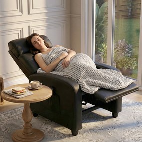 HOMCOM Masážní křeslo Relaxační křeslo TV křeslo 2bodové masážní s opěradlem, polohovací z PU pěny Černá 68 x 88 x 98 cm | Aosom.de