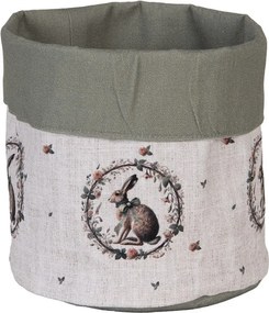 Bavlněný košík na pečivo se zajícem Natural Linen Easter - Ø 15*16 cm