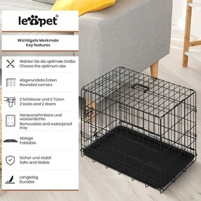 Leopet Klec pro psy skládací 91 x 57 x 63,5 cm, L, černá