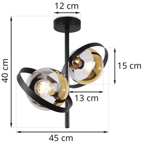 Stropní svítidlo Asturia Ring, 2x zlaté/transparentní skleněné stínítko, B/G