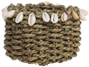 Košík z mořské trávy zdobený mušlemi Shells - Ø 9*13 cm