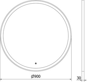 Mexen Esso kulaté podsvícené koupelnové zrcadlo, průměr 90 cm, LED 6000K, antifog, zlatý rám - 9825-090-090-611-50
