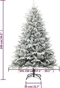 Umělý vánoční stromek s vločkami sněhově zelený 240 cm PVC a PE 328496