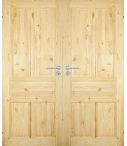 Derpal - Dvoukřídlé dřevěné dveře sukaté z borovice SK 105474
