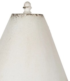 Bílá stolní lampa s hnědým odřením – 26x55 cm