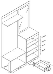 Předsíňová stěna STELLA | dub riviera / bílá