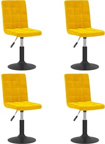 Otočné jídelní židle 4 ks hořčicově žluté samet 3089296