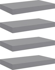 Plovoucí nástěnné police 4 ks šedé 40 x 23,5 x 3,8 cm MDF 323849