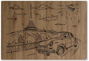 Li-Go "Škoda MB" světelný obraz 230V 100x70cm provedení povrchu: dub světlý