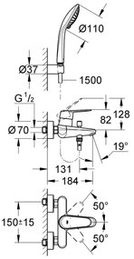 GROHE 33395002 - Vanová baterie EURODISC COSMOPOLITAN lesklý chrom