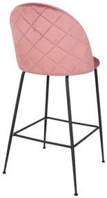 Barová židle LAUSANNE velvet růžová, nohy černé House Nordic 1001262