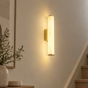 Nástěnné svítidlo Japandi mosaz a alabastr vč. 3-stupňové stmívatelné LED - Josephine