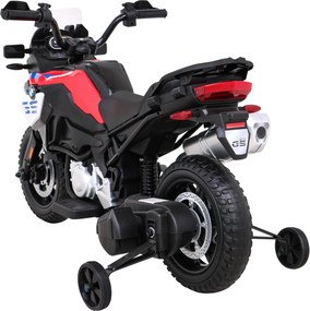 Ramiz Dětská motorka na baterie BMW F850 GS červená + pomocná kolečka + audio LED + pomalý start + EVA