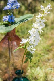 Dekorace umělá bílá květina Delphinium white - 10*10*94 cm