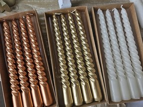 Set 4ks měděná metalická kroucená svíčka Twist copper - Ø 1.8 *20cm / 4h