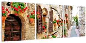 Obraz - Malebná Italská ulička (s hodinami) (90x30 cm)