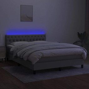 Box spring postel s matrací a LED světle šedá 140x190 cm textil 3133389
