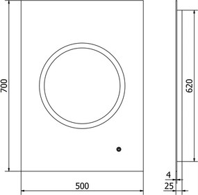 Mexen Koga osvětlené koupelnové zrcadlo 50 x 70 cm, LED 6000K, anti-pára - 9821-050-070-611-00