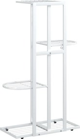 4patrový stojan na květiny 43 x 22 x 76 cm bílý kov 336109