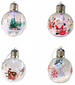 LED ozdoba na vánoční stromeček - závěsná baňka, 9 cm, různé varianty Motiv: Sněhulák