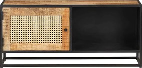 TV stolek 90x30x40 cm hrubý masivní mangovník a přírodní rákos 323144