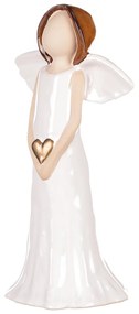 Anděl držící srdce s bílými křídly, keramika - KEK9447