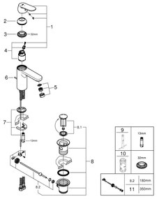 GROHE 2339600E -Umyvadlová baterie EUROSMART COSMOPOLITAN DN 15 velikost M chrom