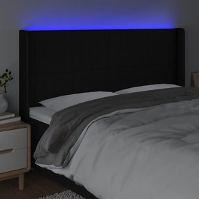 Čelo postele s LED černé 203 x 16 x 118/128 cm textil 3124310