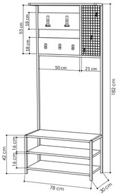 Předsíňová stěna NOMAD 182x78 cm černá/antracit