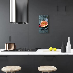 Skleněné hodiny vertikální Kuchyně Figa barevné ovoce