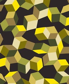Postershop Vinylová omyvatelná tapeta 3D geometrické vzory žluto černé 53x1000 cm