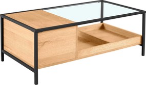 XXXLutz KONFERENČNÍ STOLEK, čiré, černá, barvy dubu, dřevo, kov, sklo, kompozitní dřevo, 110/60/40 cm Waldwelt - Konferenční stolky - 001739004101