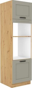 LUNA ab | vysoká skříňka 60 DPM-210 2F na vestavnou troubu a mikrovlnku | 60 cm | UNI dvířka | artisan/světle šedá