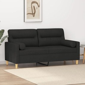 2místná pohovka s polštáři černá 140 cm textil 3200825