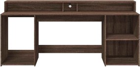 Psací stůl s LED světly hnědý dub 200x55x91 cm kompozitní dřevo 3309444