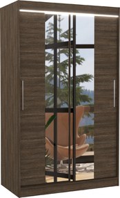 ADRK Furniture Posuvná skříň se zrcadlem a LED osvětlením SANTOS 120 ADRK-SW-SAN-CH-120+L